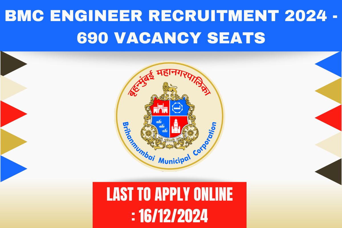 BMC Engineer Bharti 2024 Notification Out for 690 Vacancies